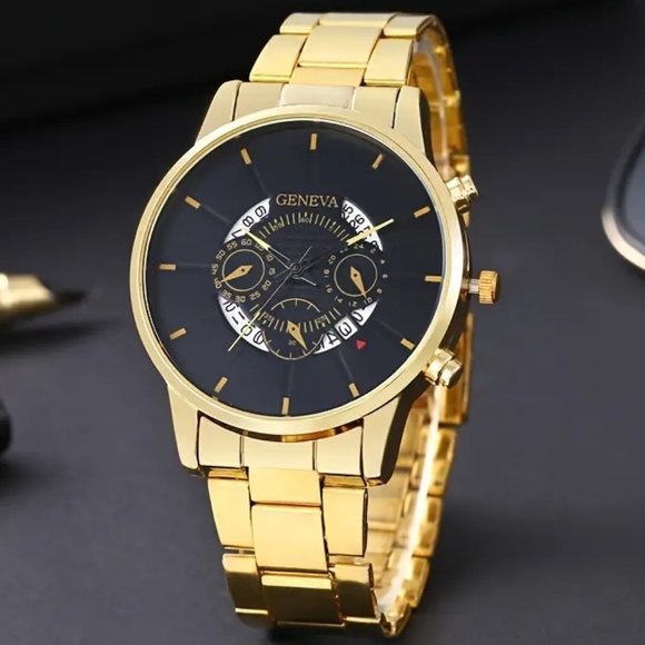 Geneva | Accessories | Mens Geneva Gold Toned Stainless Steal Watch ...
